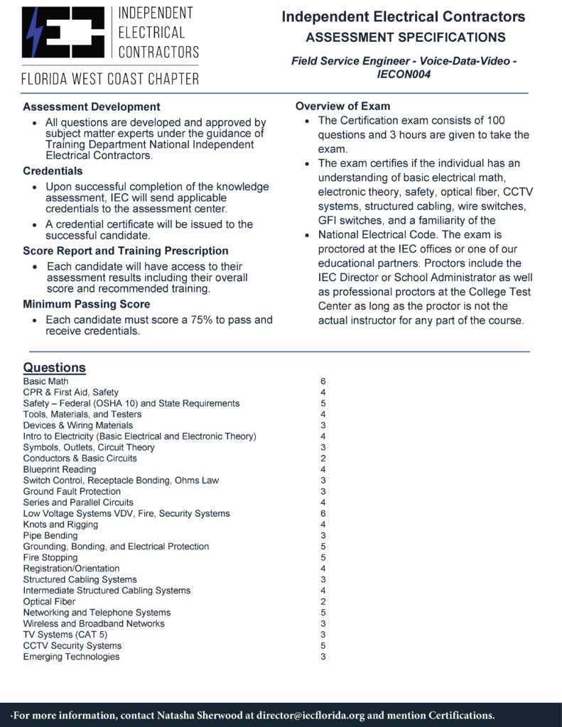 Independent Electrical Contractor Training | IEC Florida West Coast